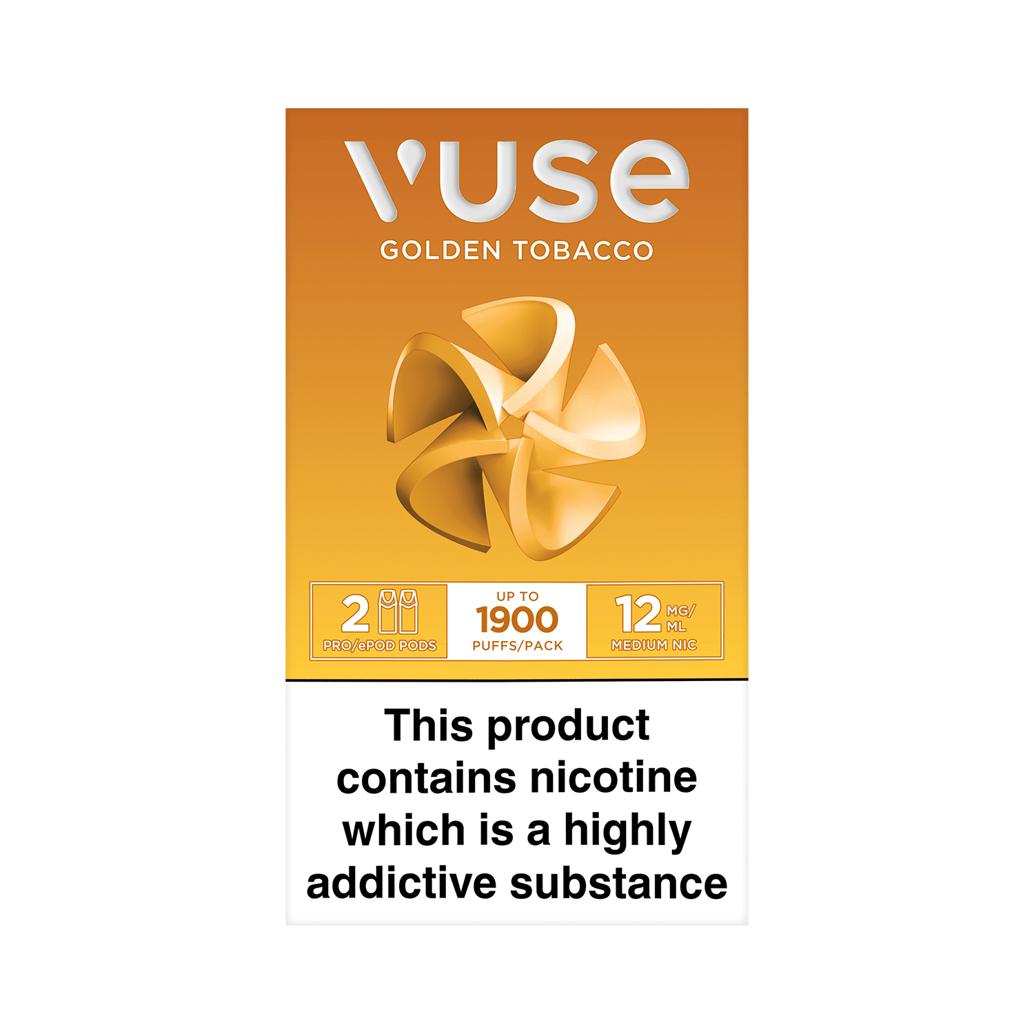 Vuse Pro Pod | Pods vPro Golden Tobacco E Liquid Nic Salts | 10 Motives